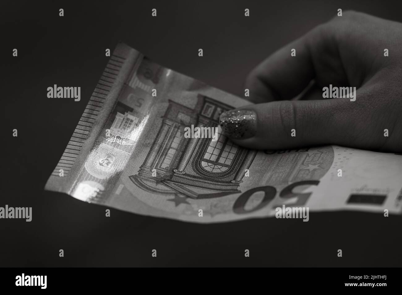 EURO banknote, photo of EUR currency. EUR money inflation in Europe ...