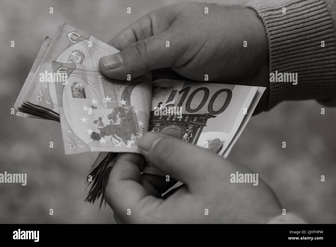 EURO banknote, photo of EUR currency. EUR money inflation in Europe ...