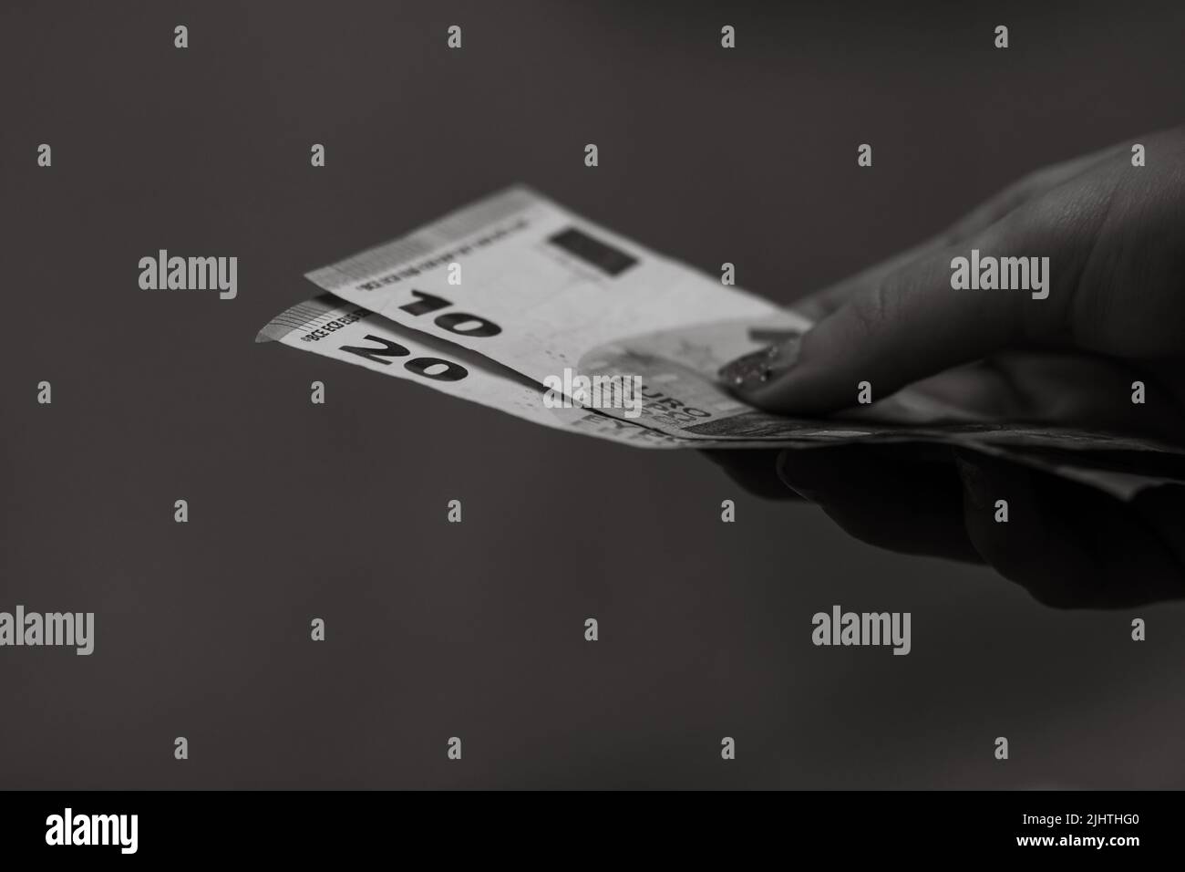 EURO banknote, photo of EUR currency. EUR money inflation in Europe ...