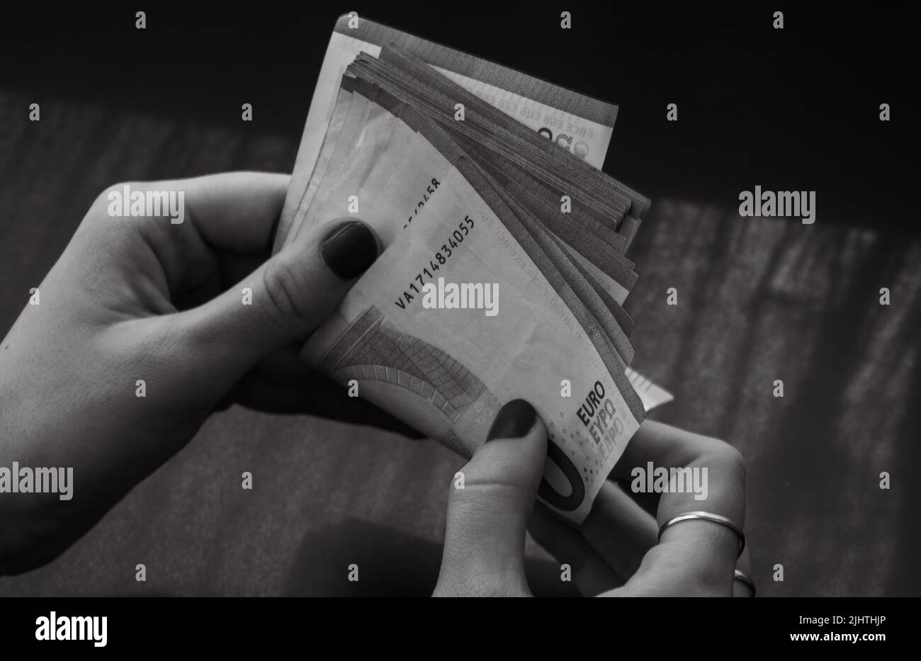 EURO banknote, photo of EUR currency. EUR money inflation in Europe ...