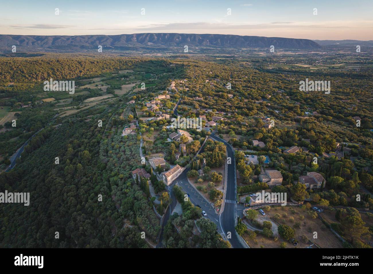 Aerial View of Gordes Village at sunset, Provence, France Stock Photo ...