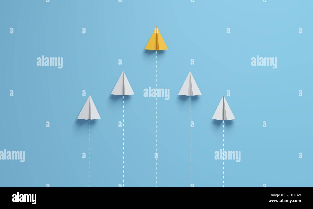 Paper plane leads the change to move up the corporate ladder. 3D ...