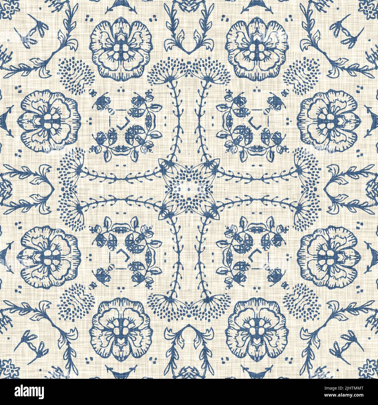 French blue floral french printed fabric pattern for shabby chic home ...