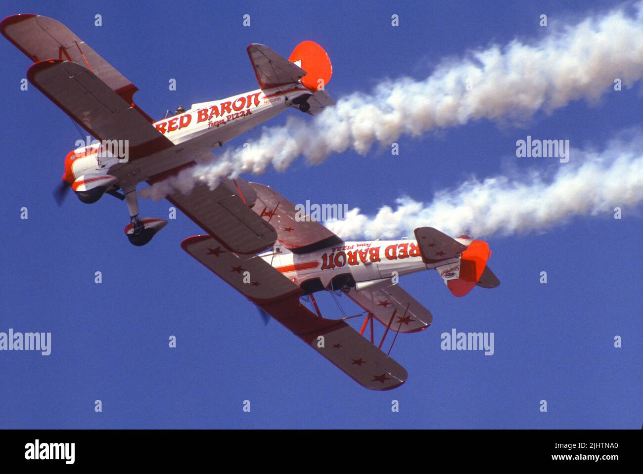Red Baron Stearman Squadron flying in close formation Stock Photo - Alamy