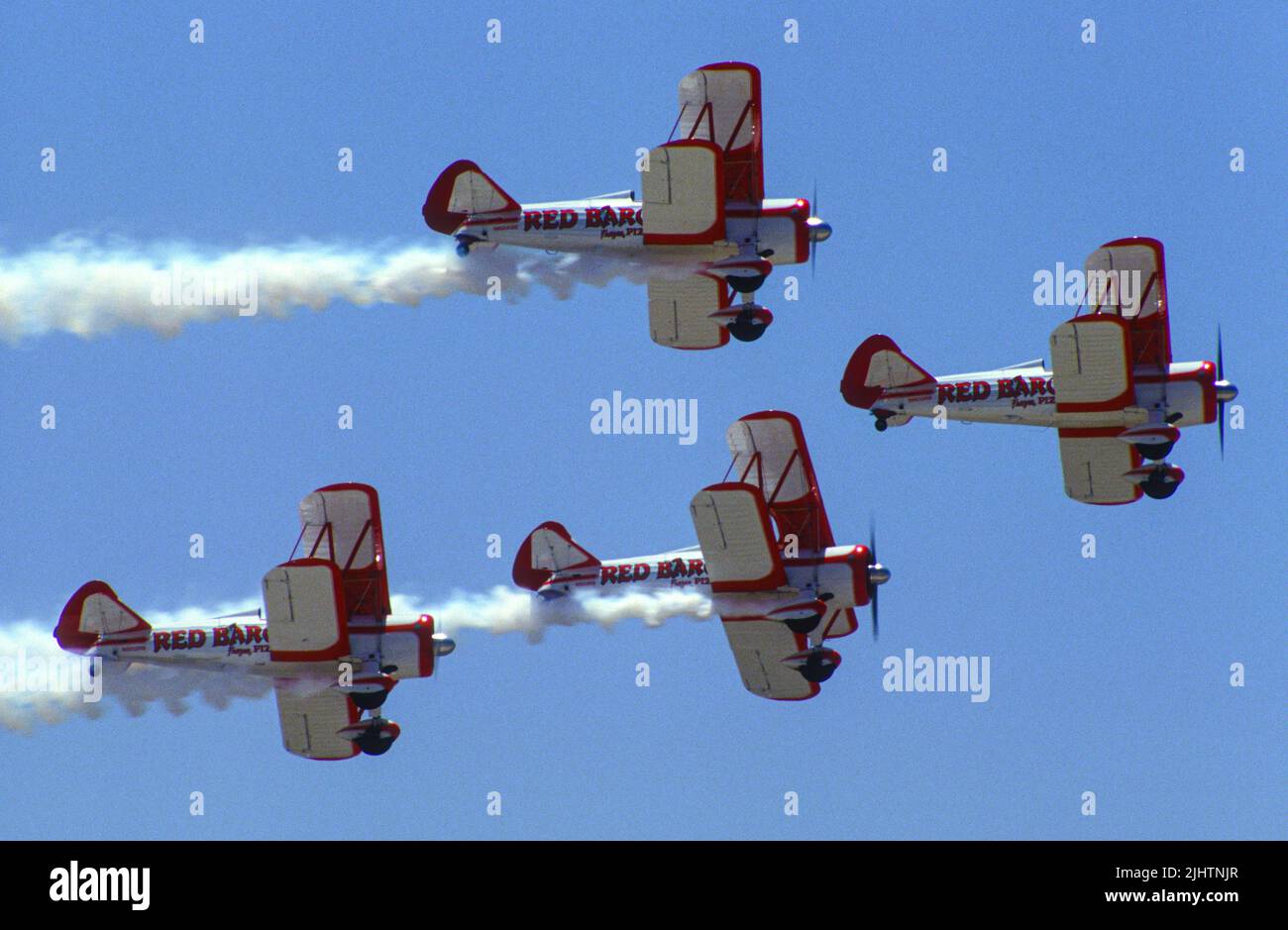 Red Baron Stearman Squadron in formation Stock Photo - Alamy