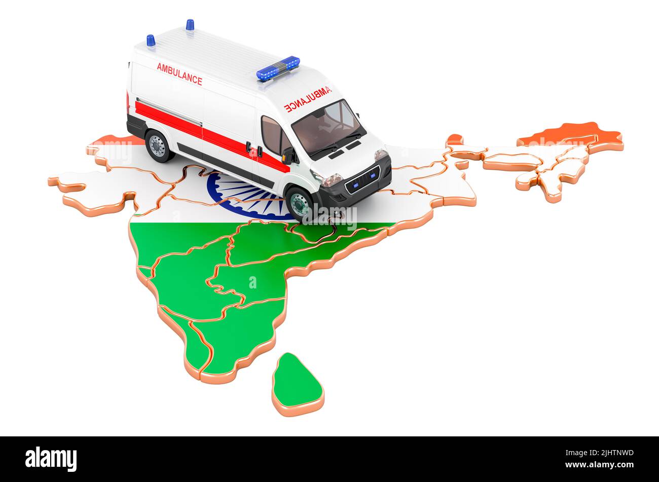 Emergency medical services in India. Ambulance van on the Indian map ...