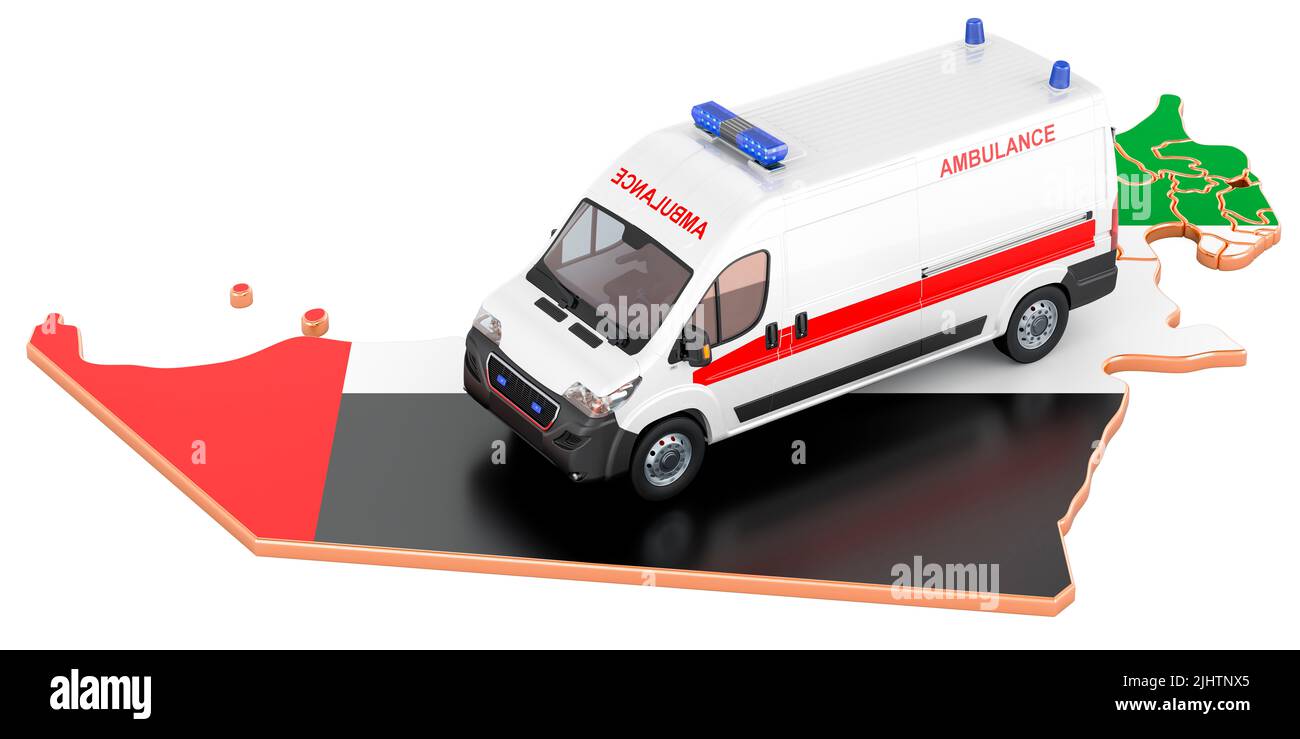 Emergency medical services in the UAE. Ambulance van on the the United ...