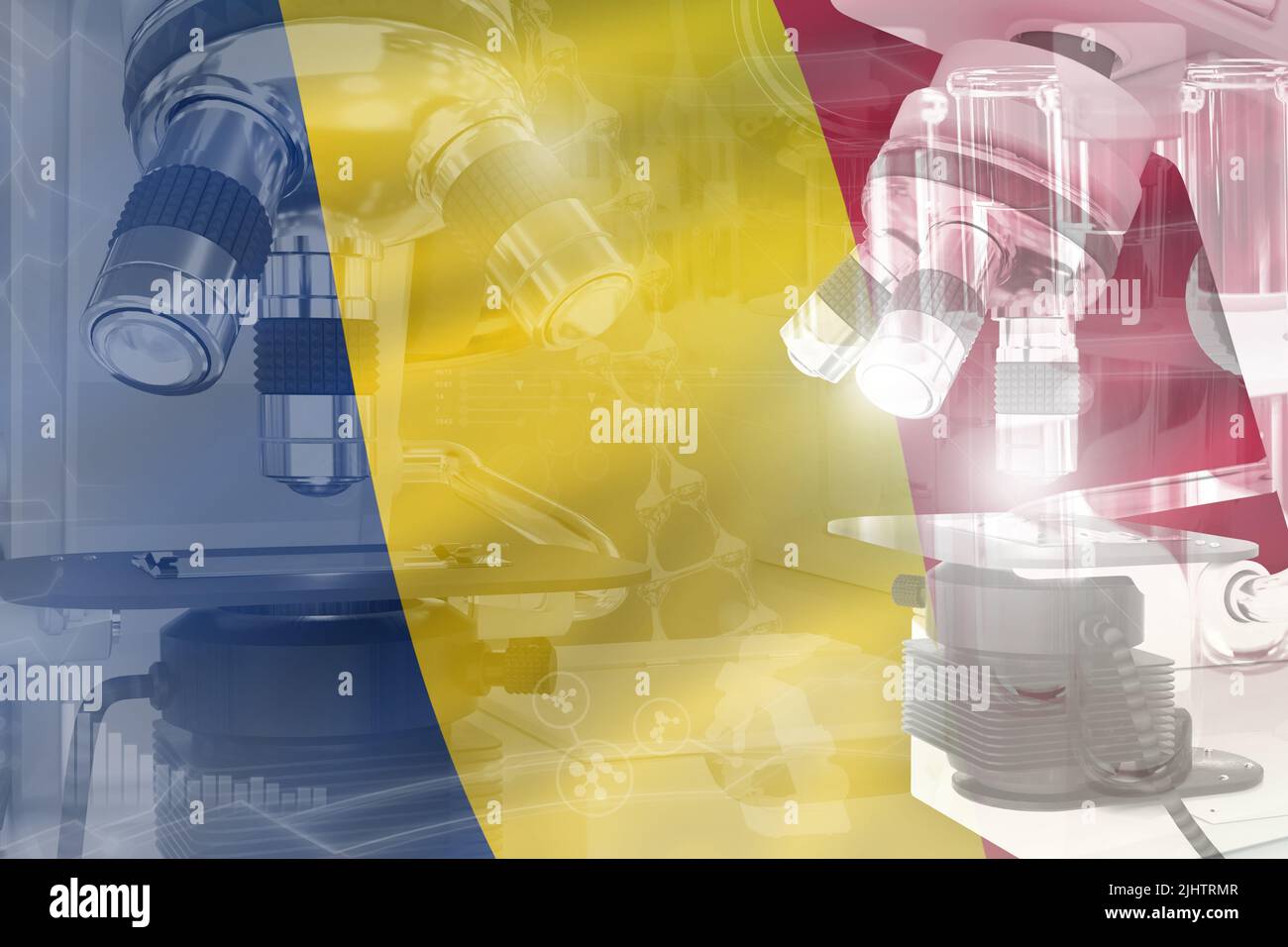 Microscope on Chad flag - science development conceptual background ...