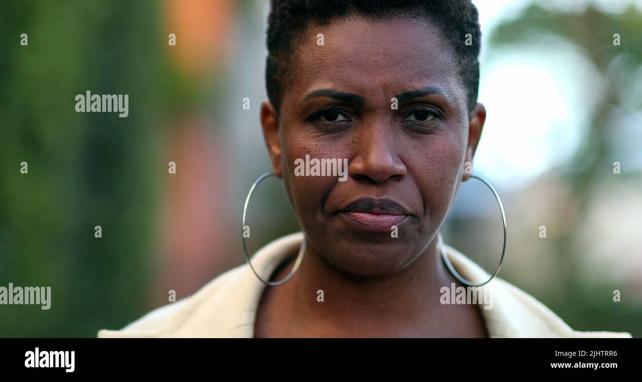 Upset african woman real disgust emotion talking to camera Stock Photo ...