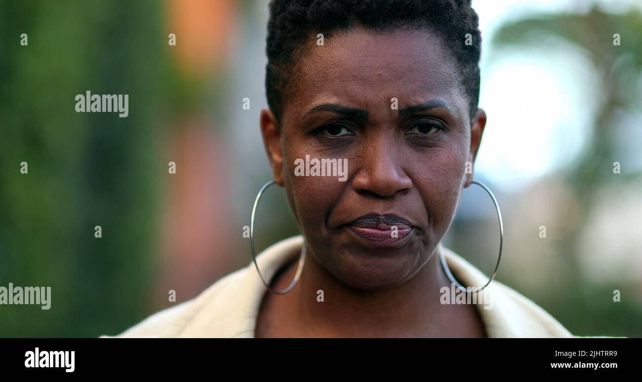 Upset african woman real disgust emotion talking to camera Stock Photo ...