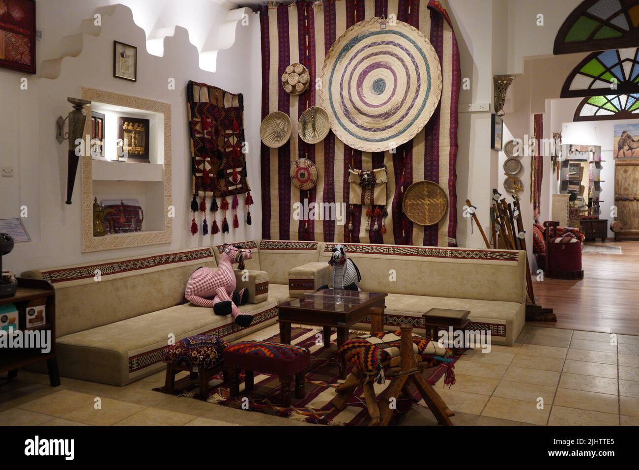 Saudi Heritage living room with camel stuffed animal and some ...