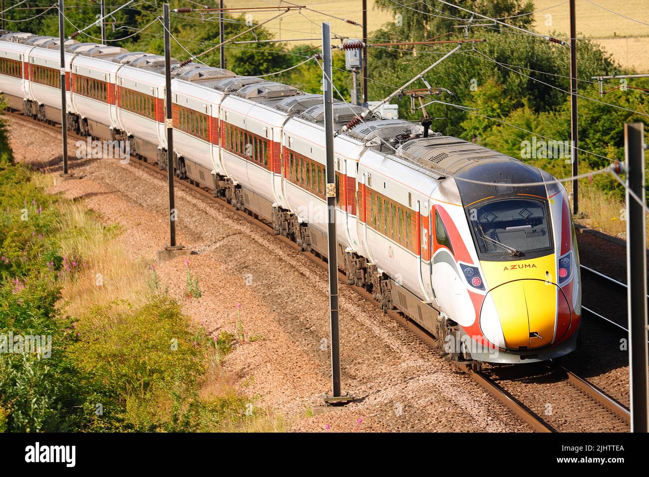 A British Rail Class 800 Azuma train operated by London North East ...