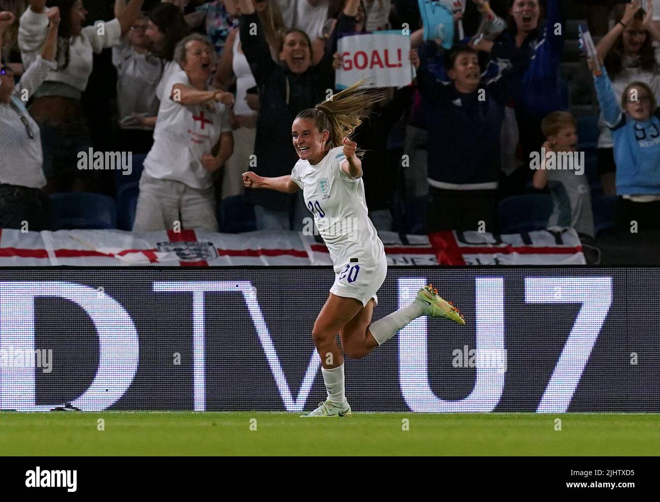 England's Ella Toone celebrates after scoring the equalising goal to ...