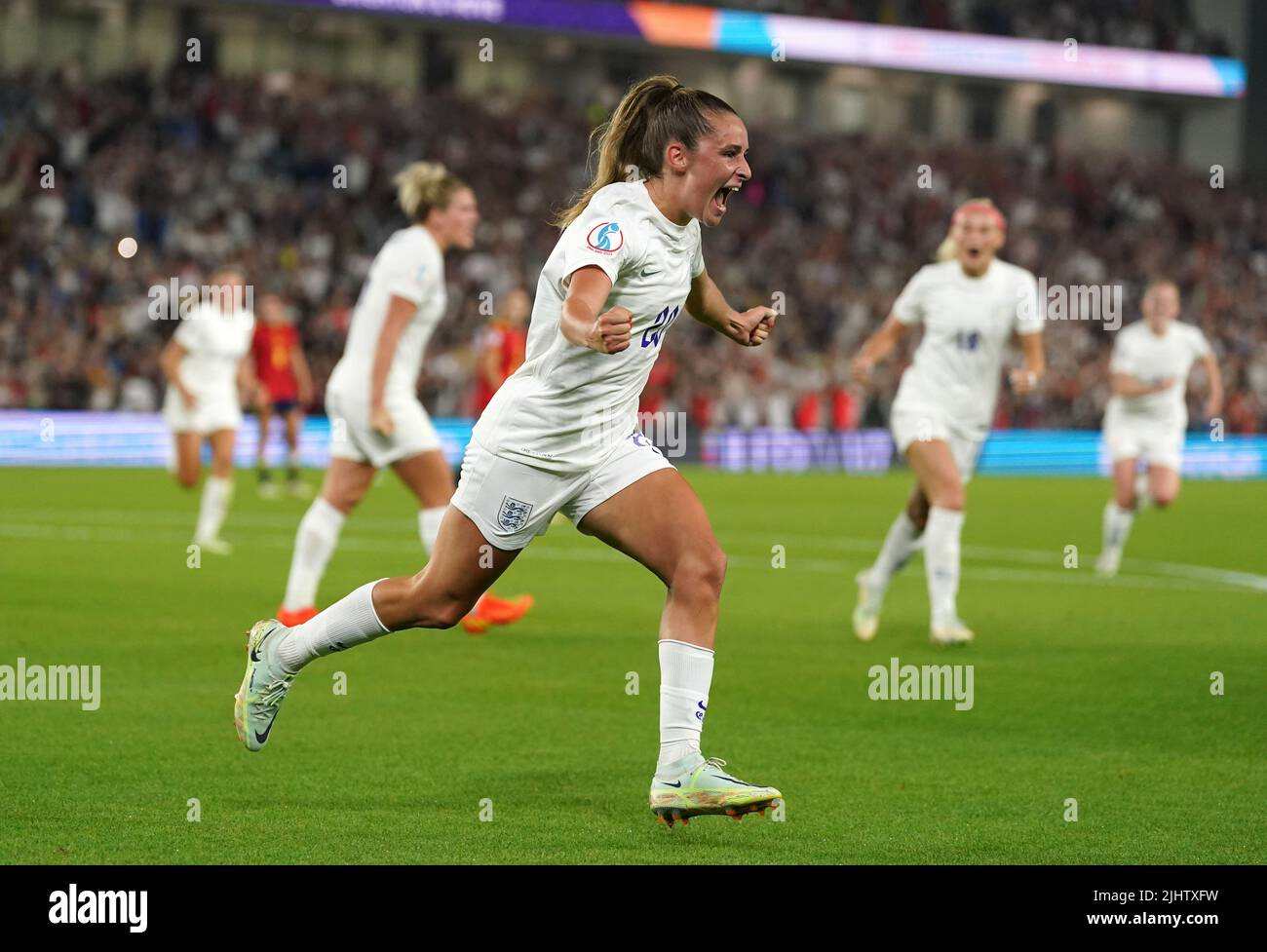 England's Ella Toone celebrates scoring their side's first goal of the ...