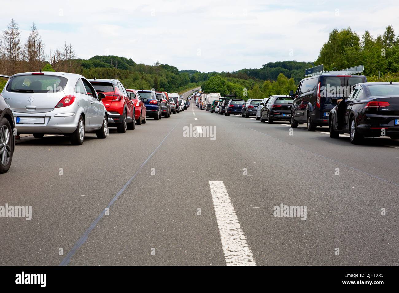 Exemplary Emergency Lane In Traffic Jam After An Accident On The ...