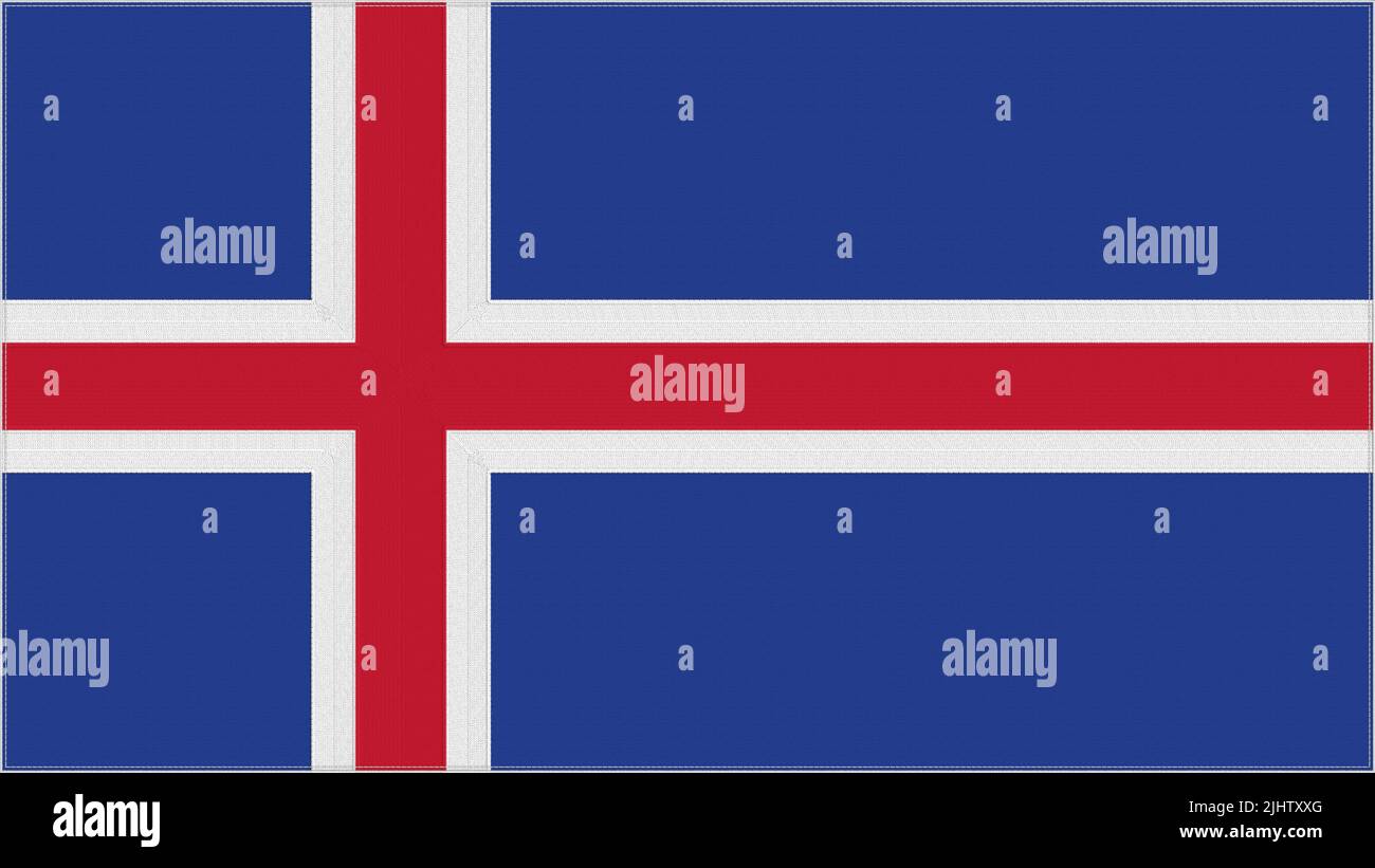 Iceland embroidery flag. Icelandic emblem stitched fabric. Embroidered ...