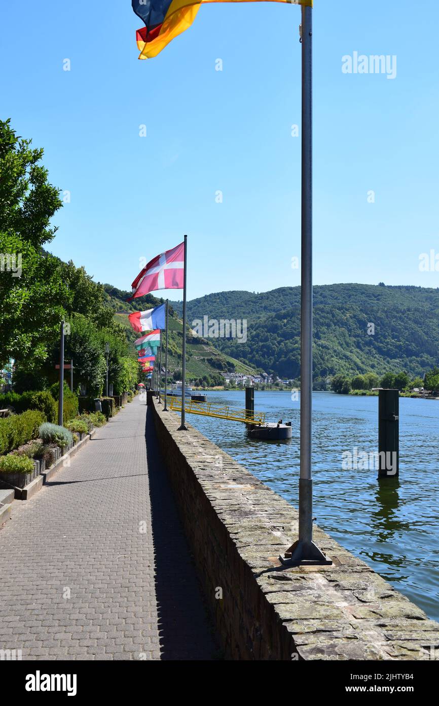 waterfront way with flags of European countries Stock Photo - Alamy