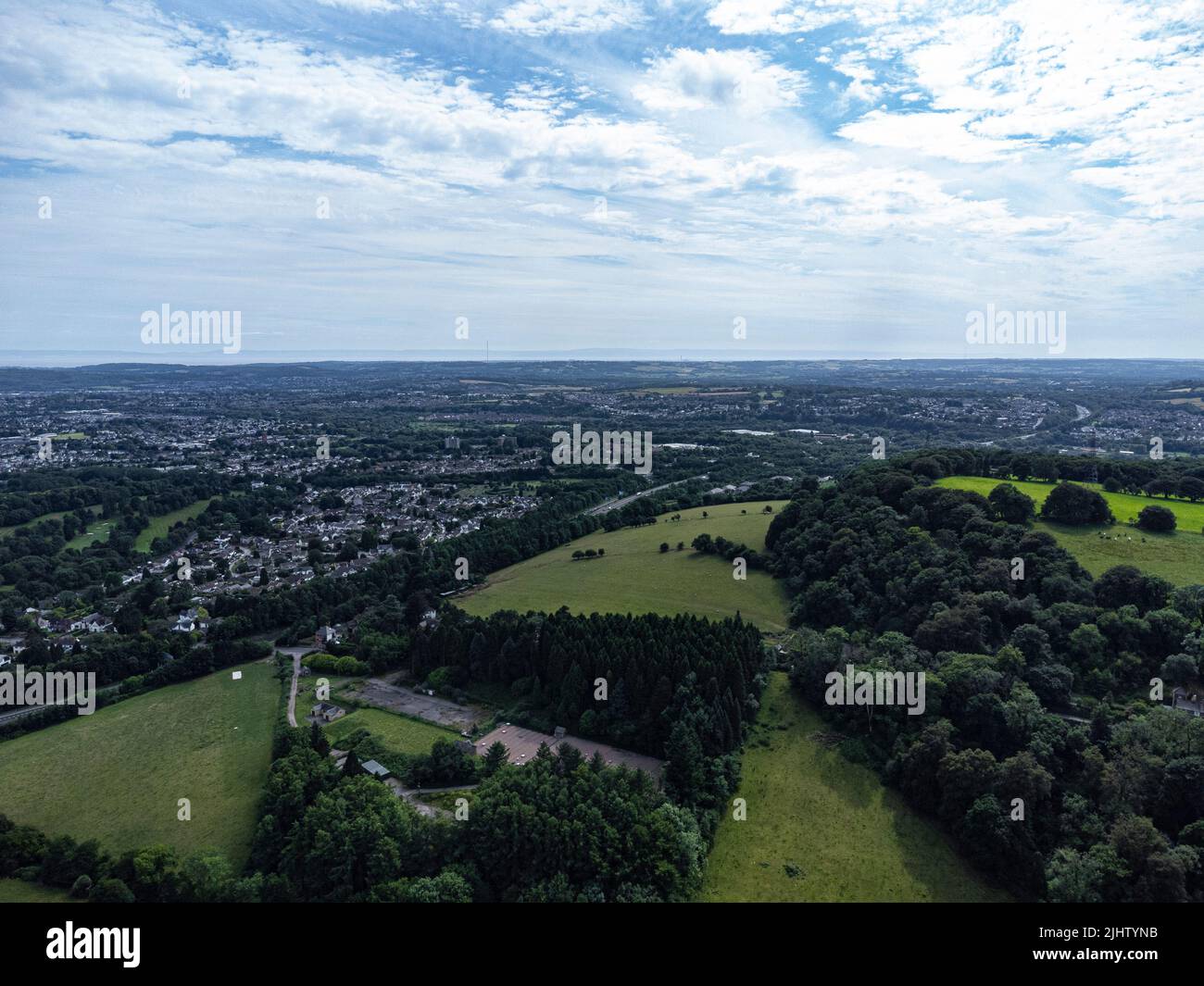 Aerial views over Rhiwbina from Coad Y Wenallt, Cardiff Stock Photo - Alamy