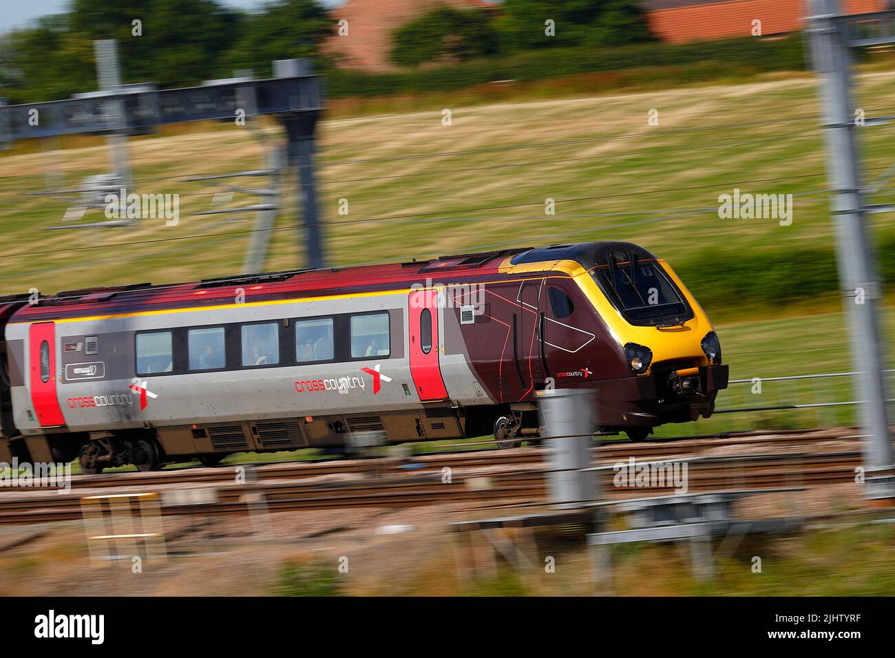A British Rail Class 220 Voyager train seen here passing through Colton ...