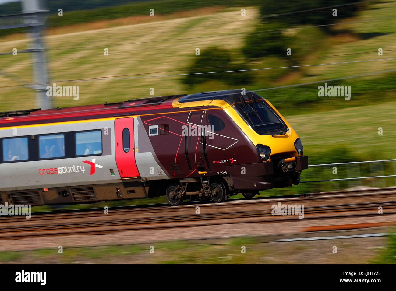A British Rail Class 220 Voyager train seen here passing through Colton ...