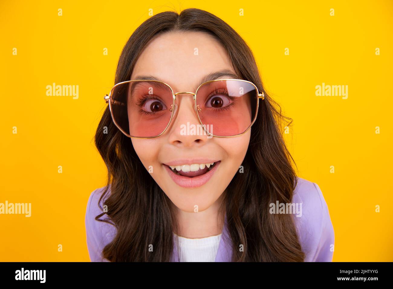 Teenager child girl with shocked facial expression. Surprised face ...