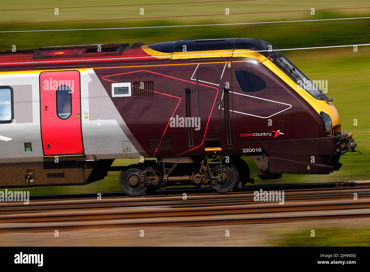 A British Rail Class 220 Voyager train seen here passing through Colton ...