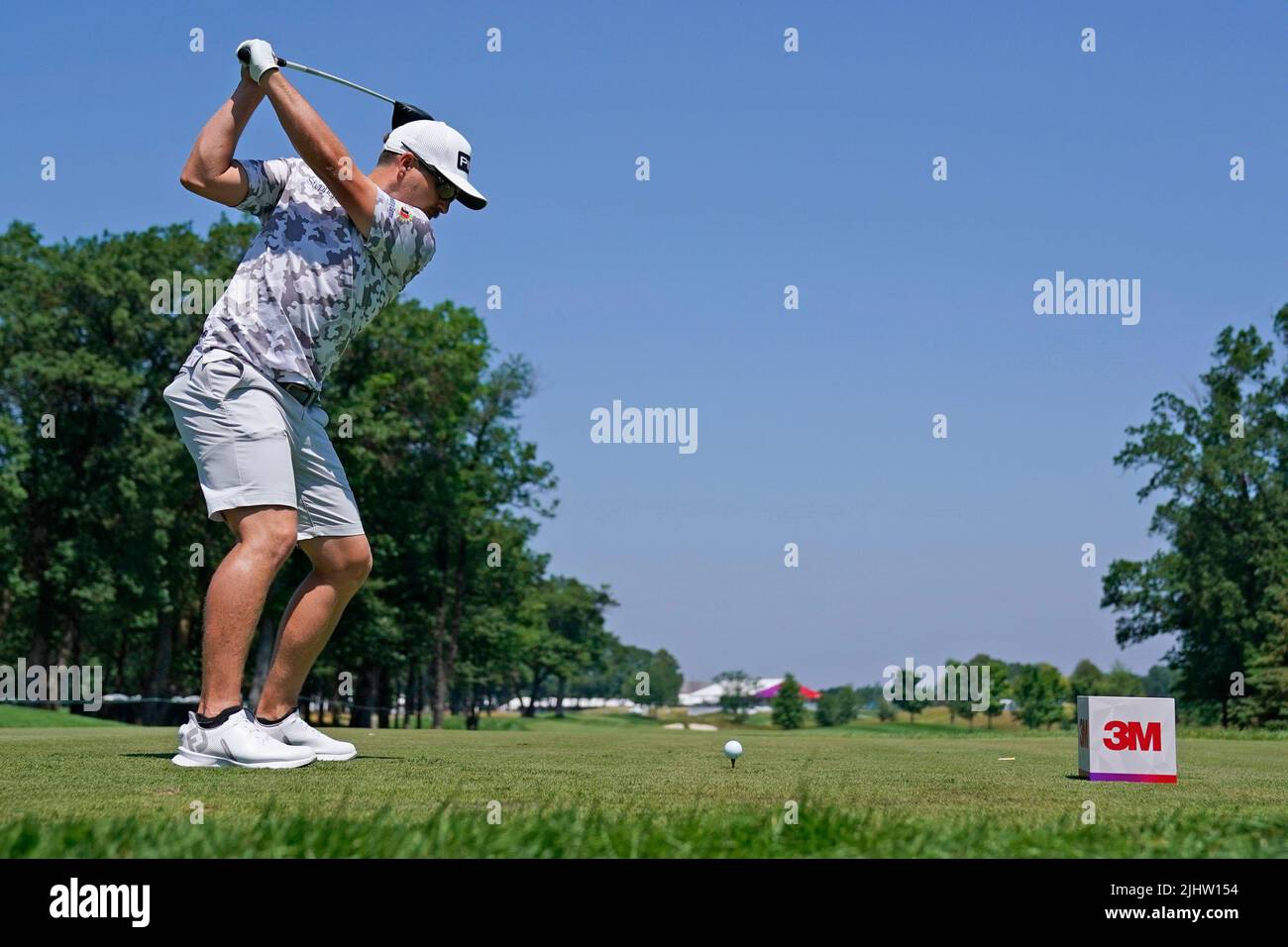 BLAINE, MN - JULY 20: Austin Cook takes his tee shot on the 12th hole ...