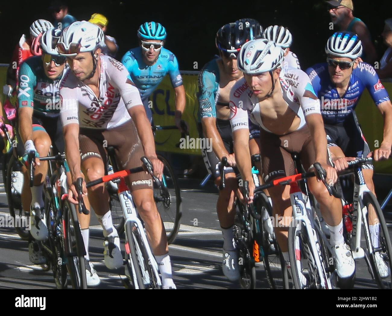 CHEREL Mikaël and COSNEFROY Benoît of AG2R Citroën Team during the Tour ...