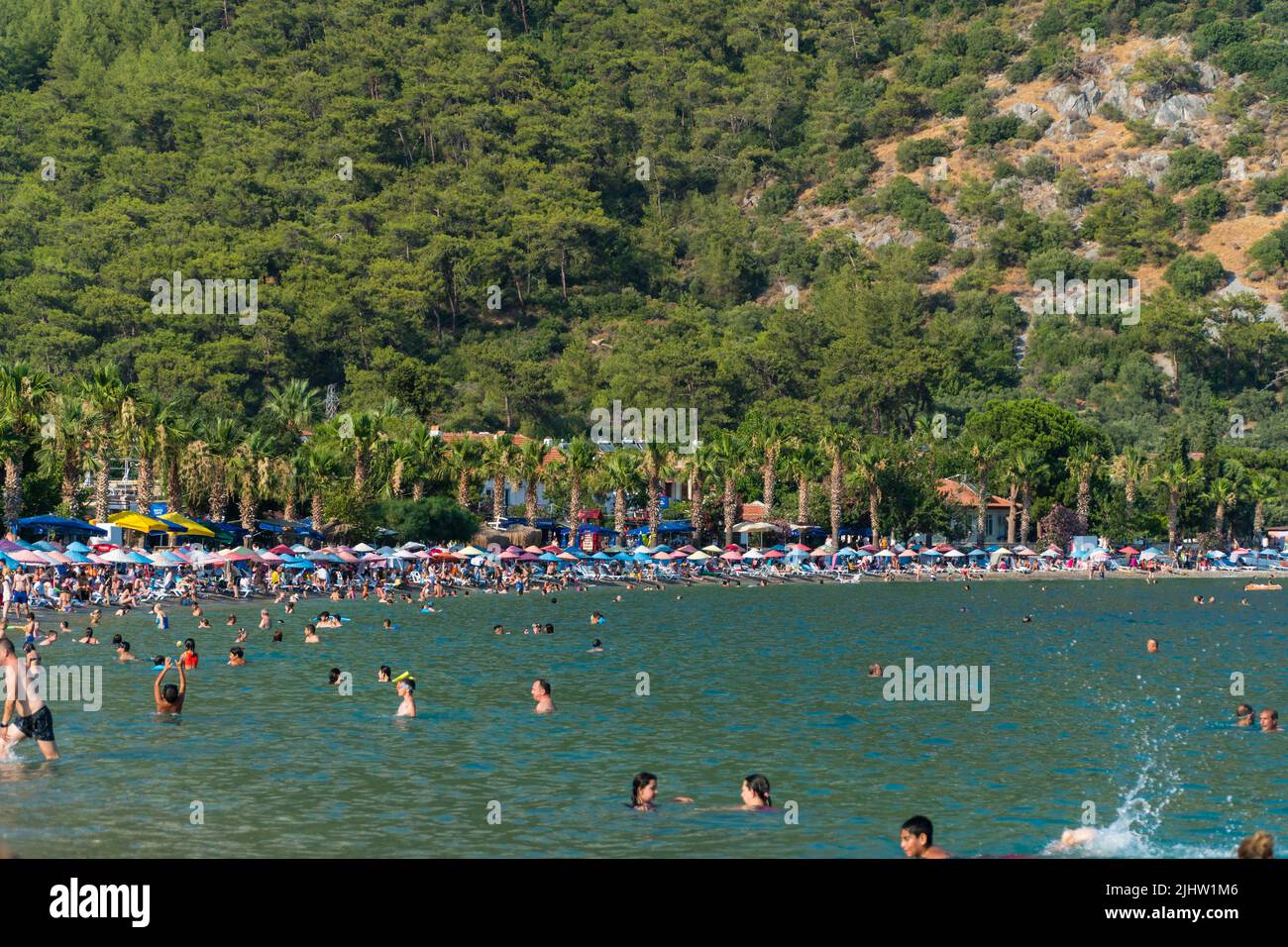 Oren, Milas, Mugla, Turkey - July 14, 2022: People on vacation in Oren ...