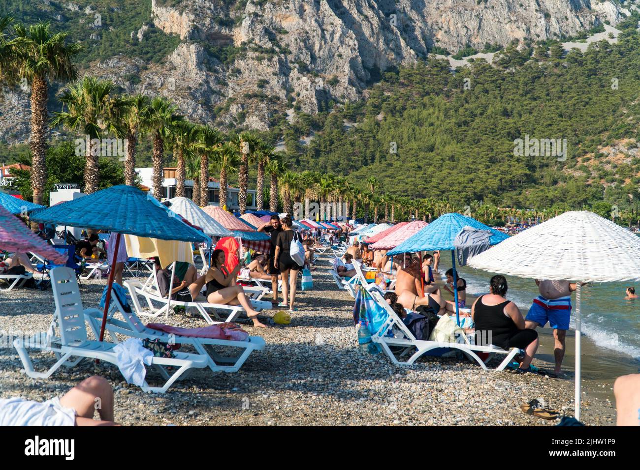Oren, Milas, Mugla, Turkey - July 14, 2022: People on vacation in Oren ...