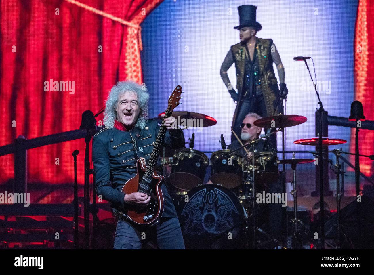 Queen + Adam Lambert during the Music Concert Queen + Adam Lambert ...