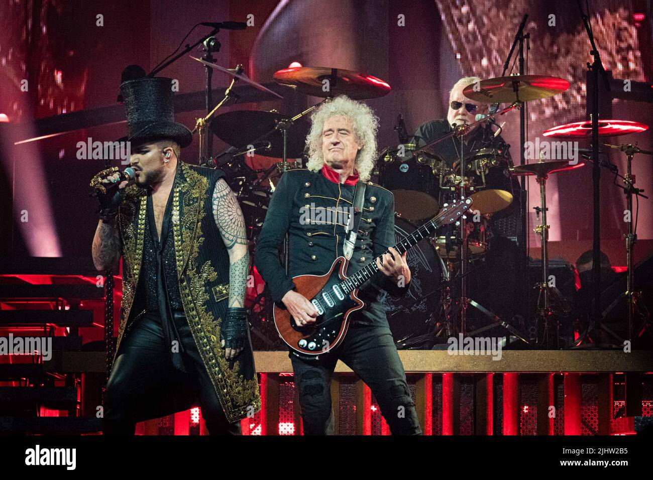 Queen + Adam Lambert during the Music Concert Queen + Adam Lambert ...