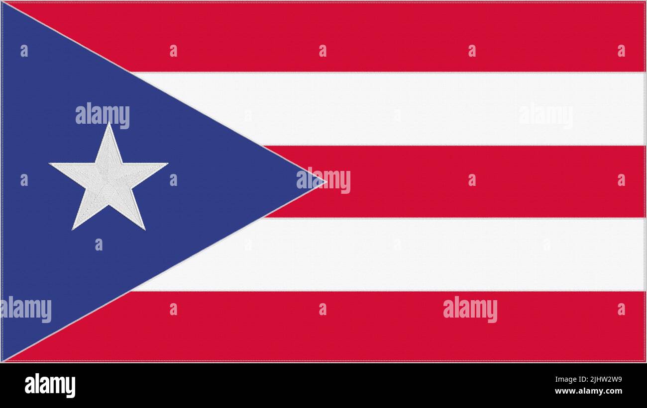 Puerto Rico embroidery flag. Puerto Rican emblem stitched fabric ...