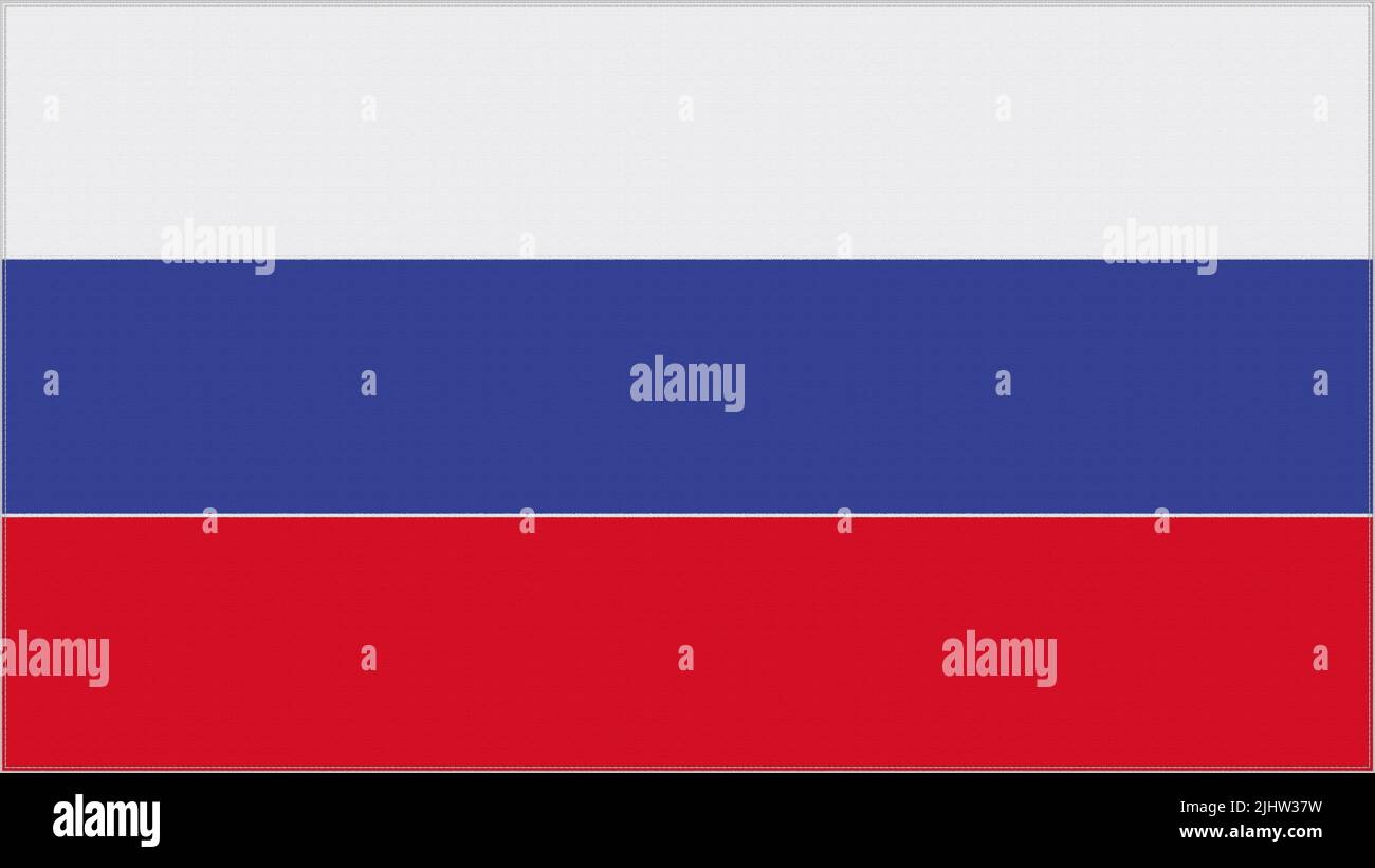 Russia embroidery flag. Russian emblem stitched fabric. Embroidered ...