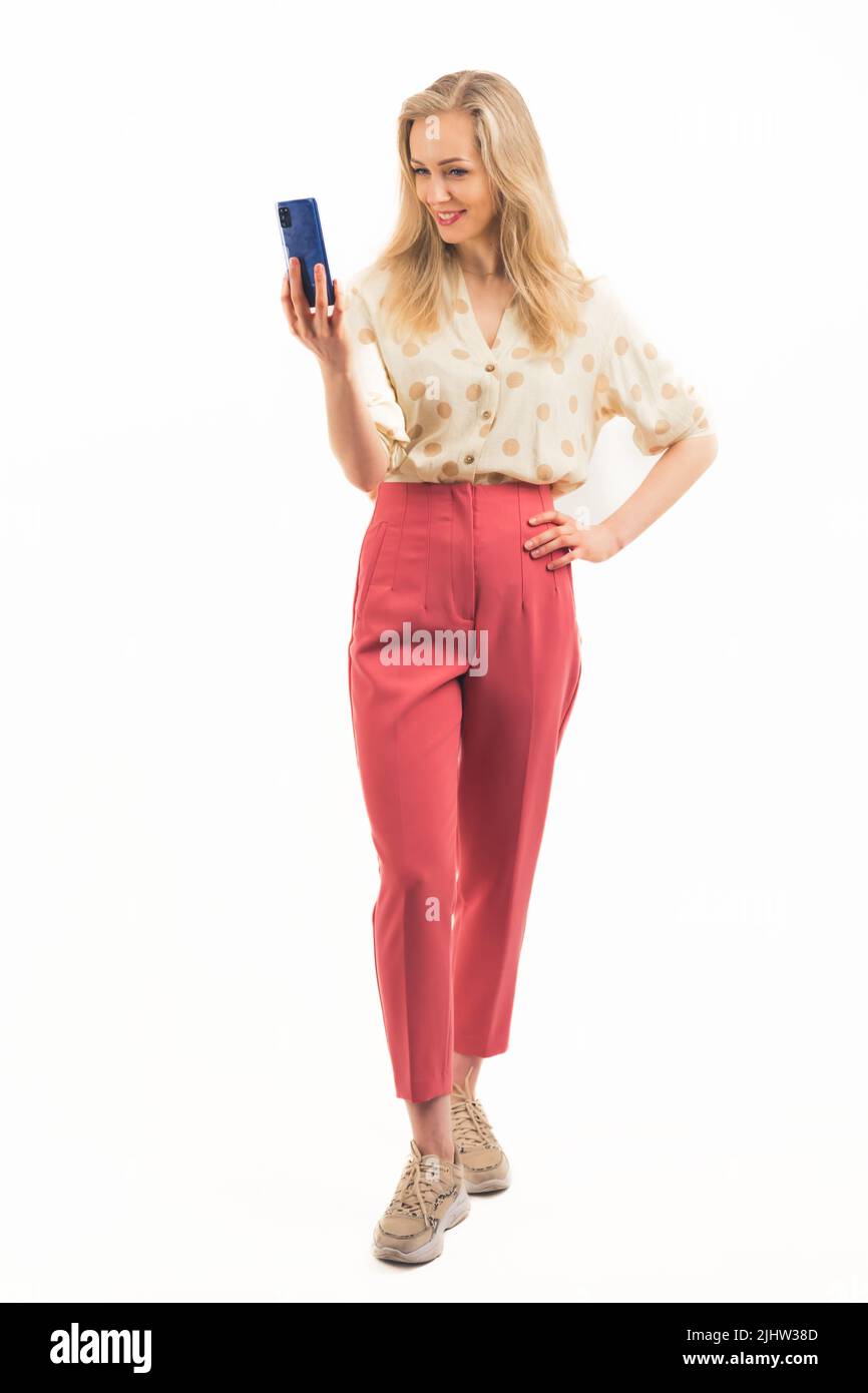 Friendly young lady in Cut Out Stock Images & Pictures - Alamy