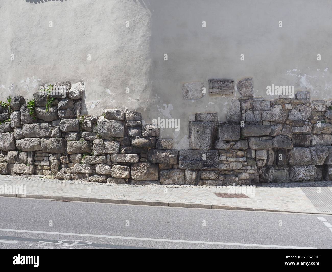 Ruins of Ancient Roman wall in Regensburg, Germany Stock Photo - Alamy