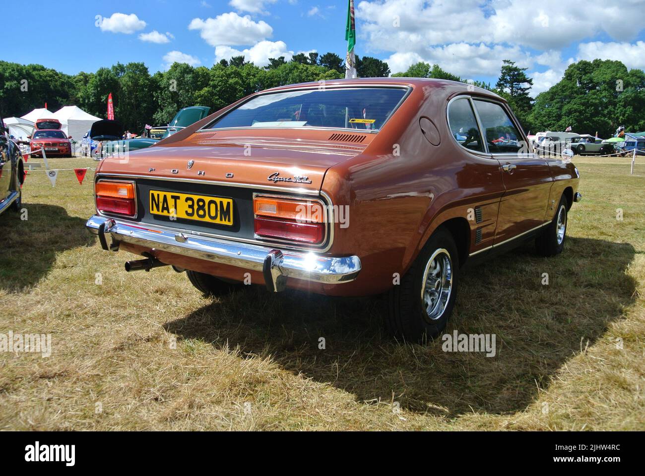 A 1973 Ford Capri XL parked on display at the 47th Historic Vehicle ...