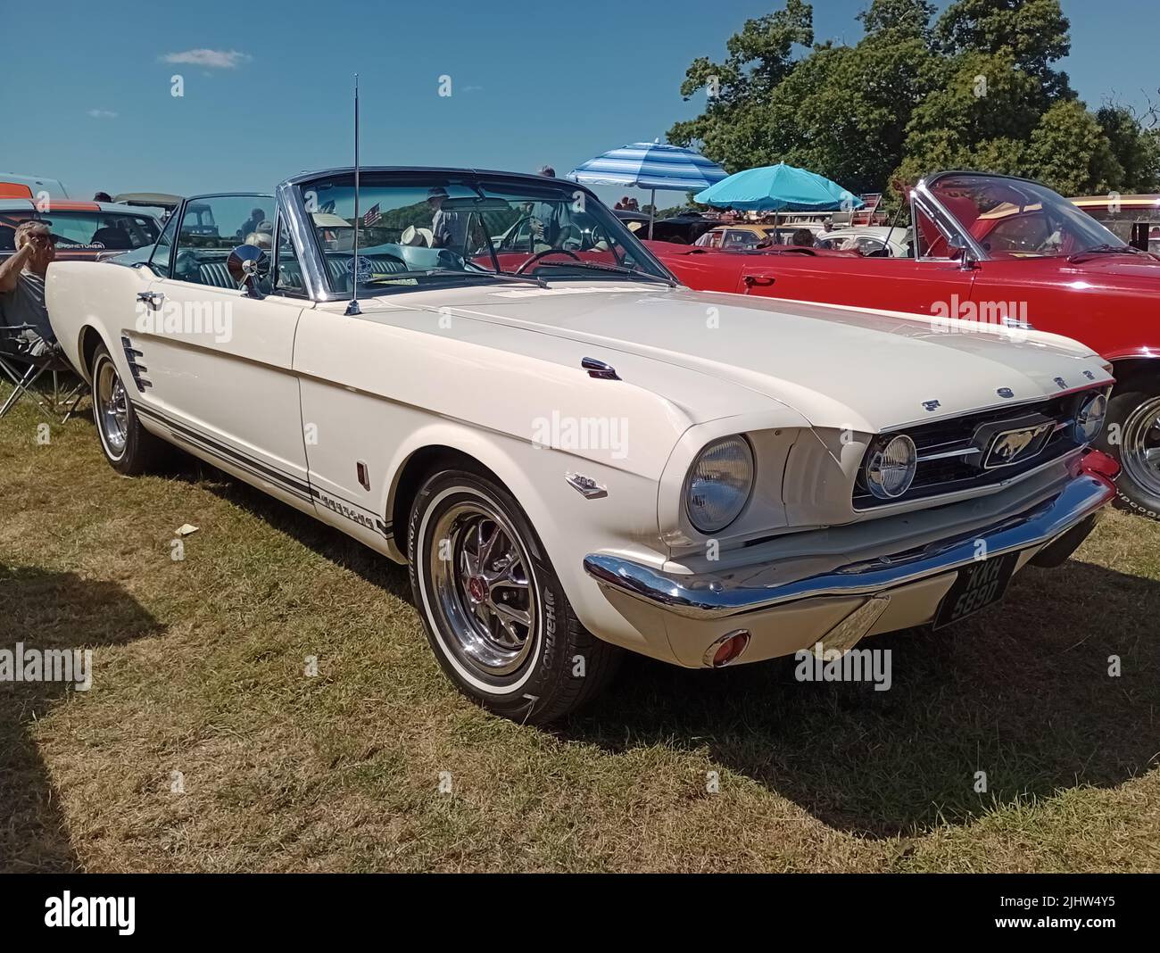 A 1966 Ford Mustang convertible car parked on display at the 47th ...