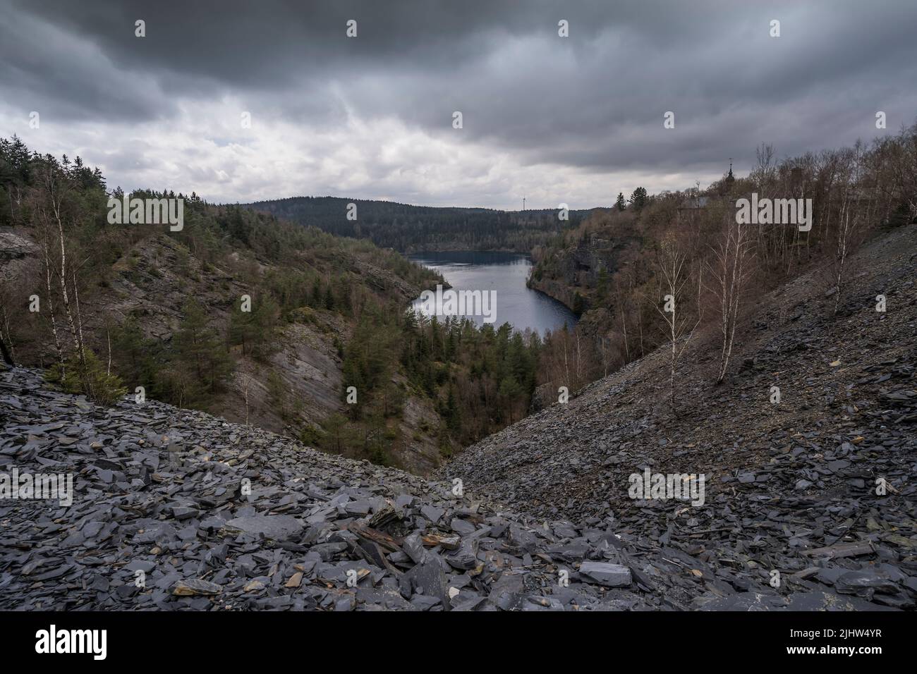 mining pit of a historic slate quarry Stock Photo - Alamy