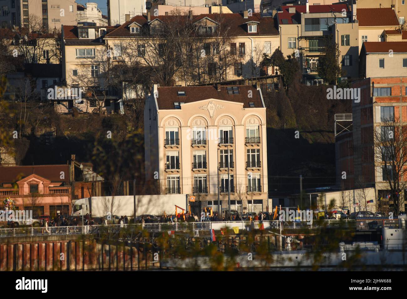 Belgrade: Sava riverside and old town skyline. Serbia Stock Photo - Alamy