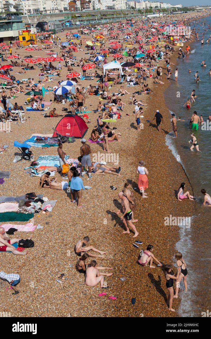 A crowded beach during summer on Brighton seafront Stock Photo - Alamy