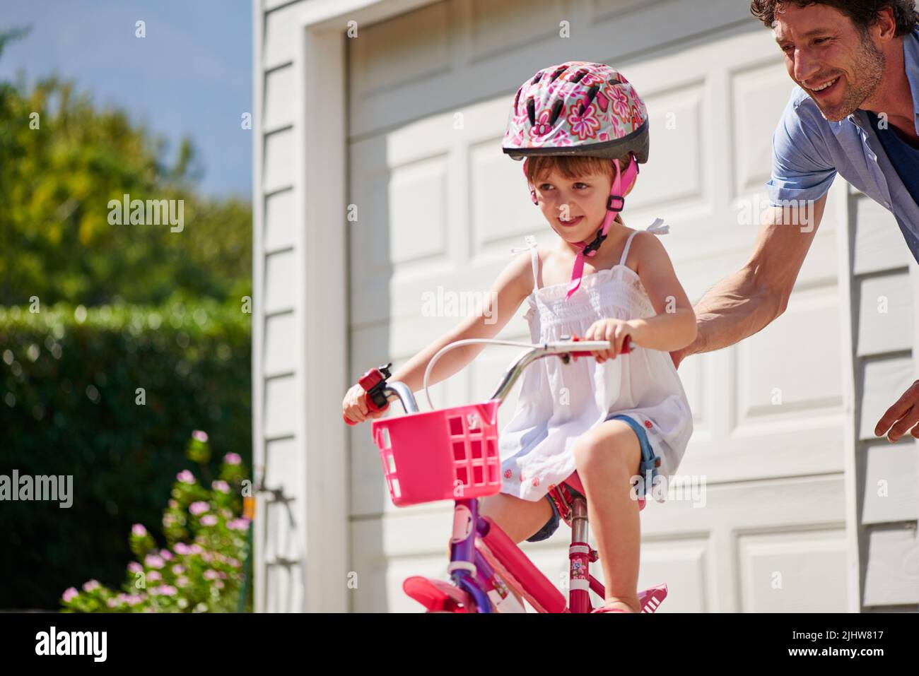 Dad learning bike hi-res stock photography and images - Alamy