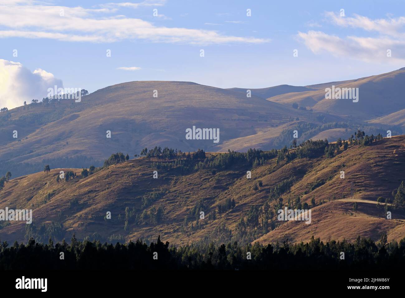 Beautiful and peaceful Andean scenery at sunset, a fragment of the ...