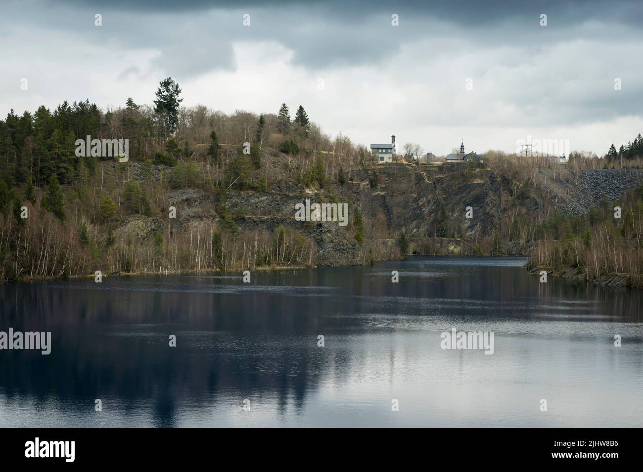 mining pit of a historic slate quarry Stock Photo - Alamy