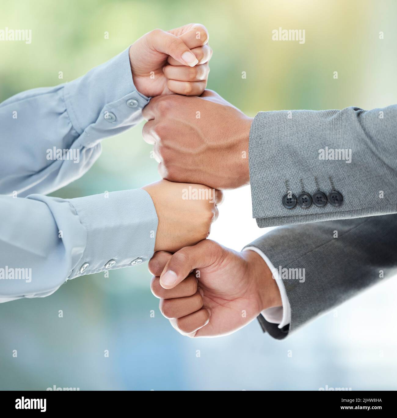 Together we can go higher. two unrecognizable businesspeople standing ...