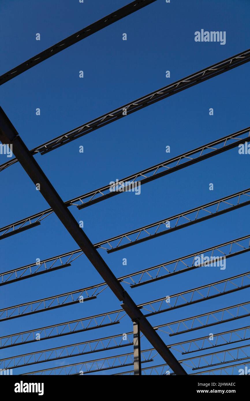 Steel beams and girders used for framing an industrial building Stock ...