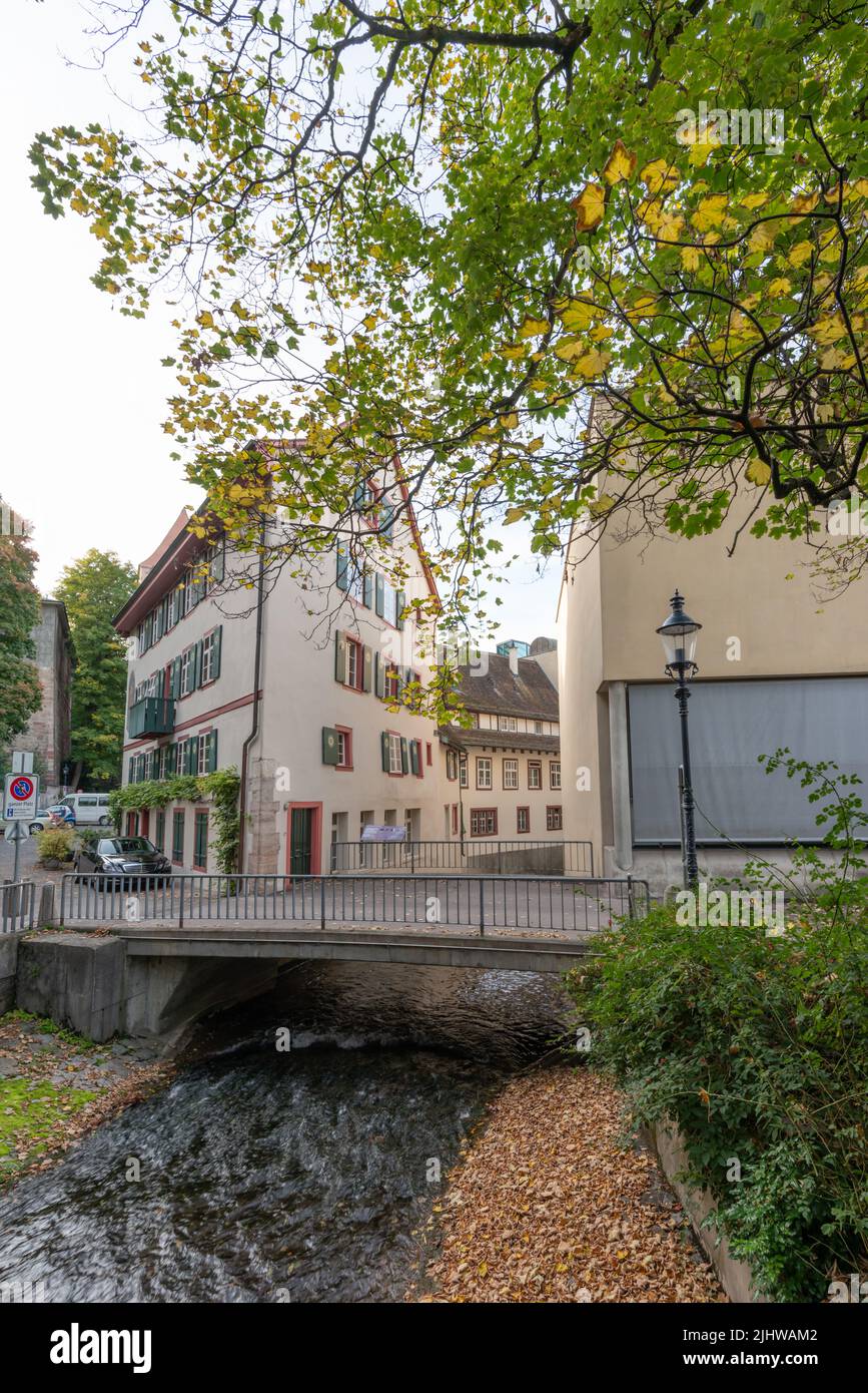 Old homes and neighborhood of St. Albans in Basel, Switzerland Stock ...