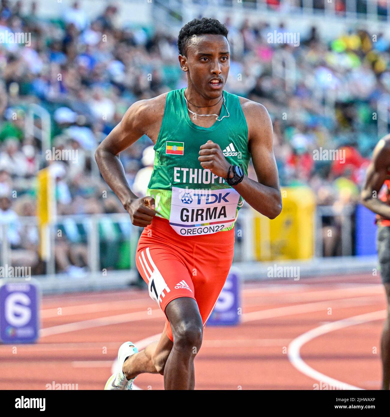 EUGENE, UNITED STATES - JULY 20: Ermias Girma of Ethiopia competing on ...
