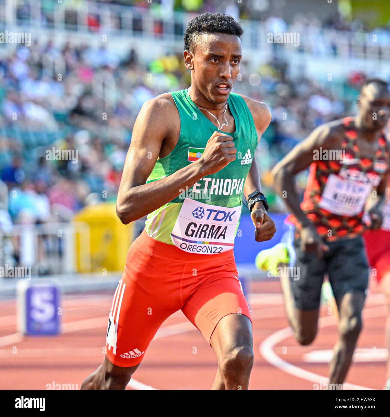 EUGENE, UNITED STATES - JULY 20: Ermias Girma of Ethiopia competing on ...
