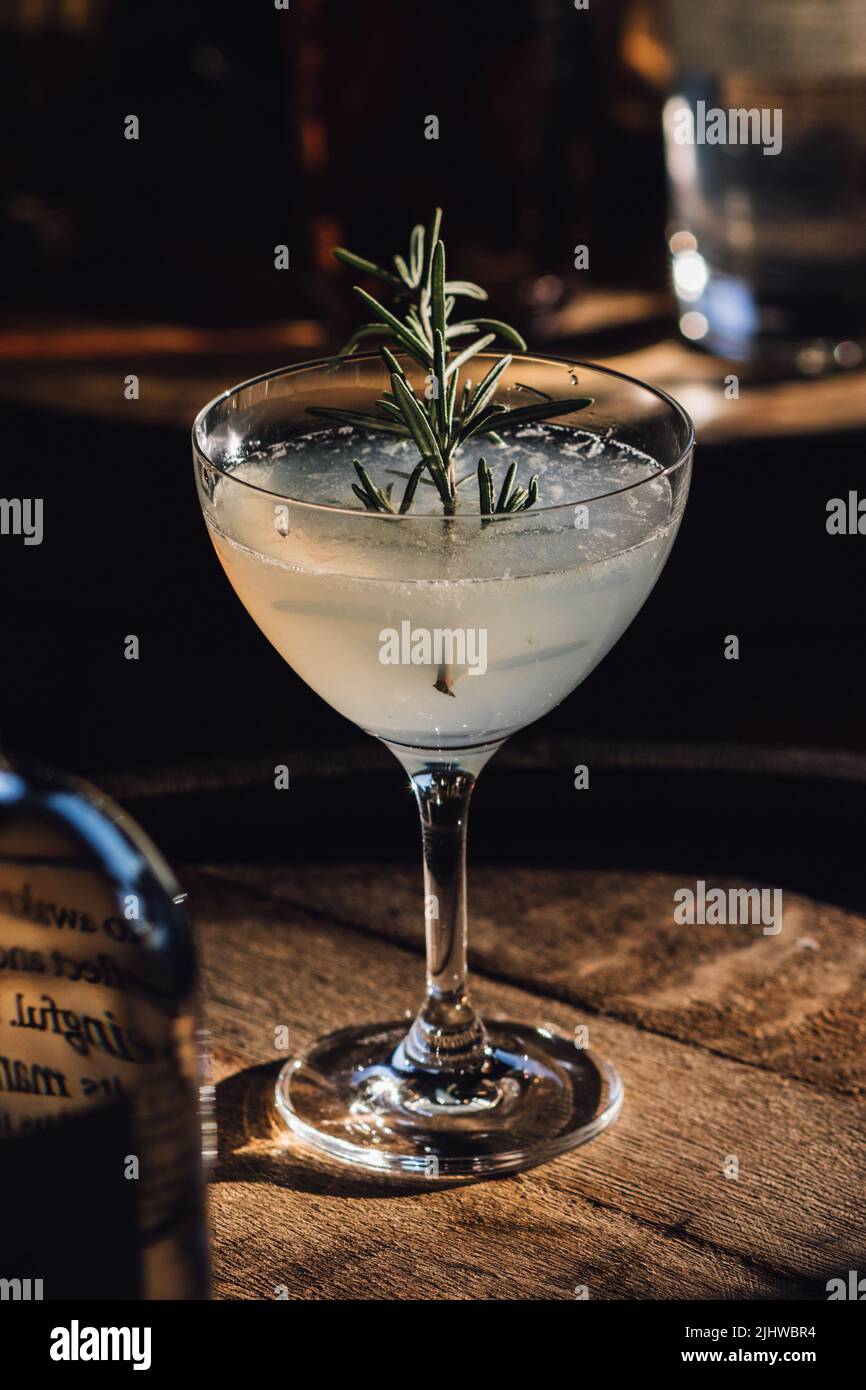 Rosemary Gimlet cocktail Stock Photo - Alamy